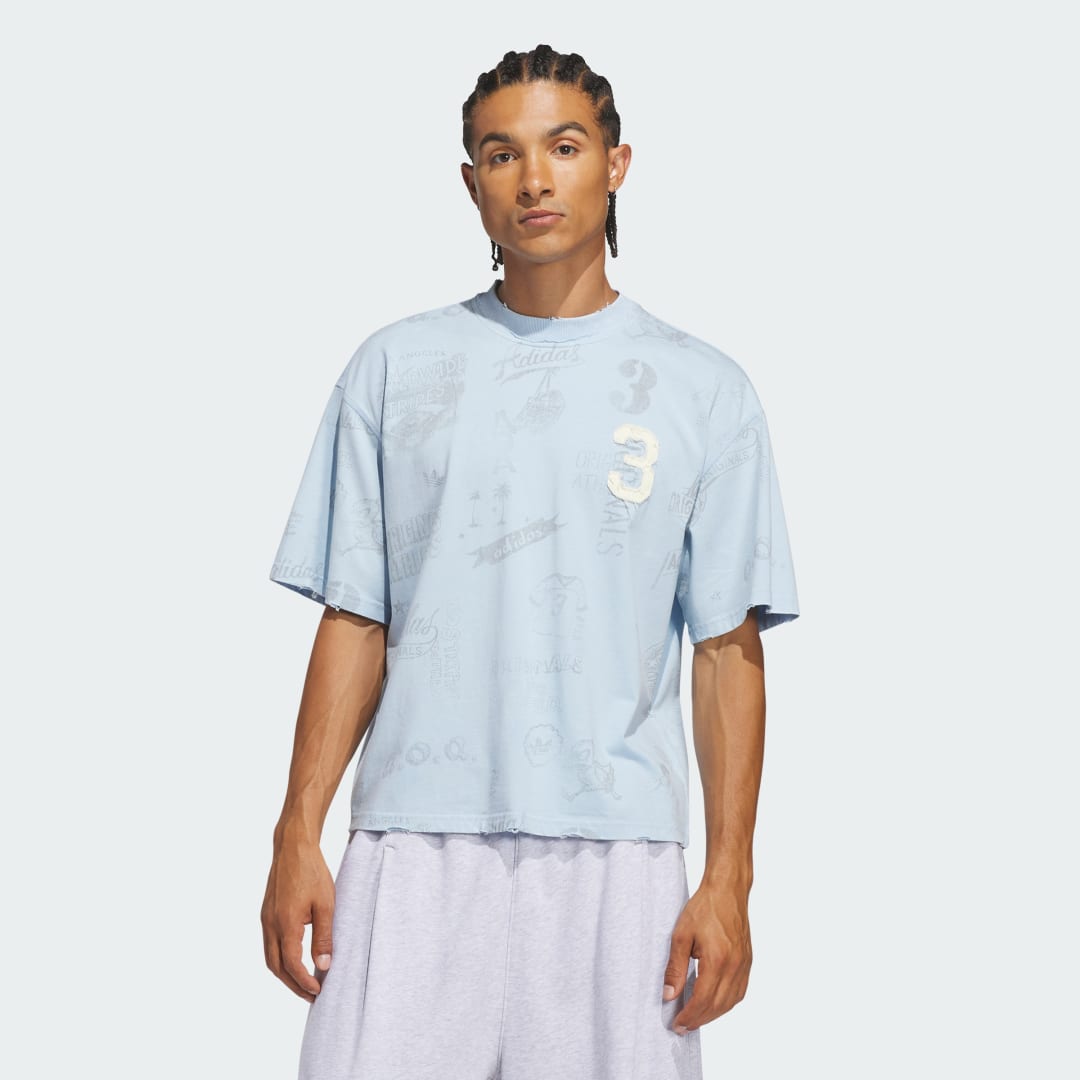 ADIDAS originals varsity graphic tee blue xs